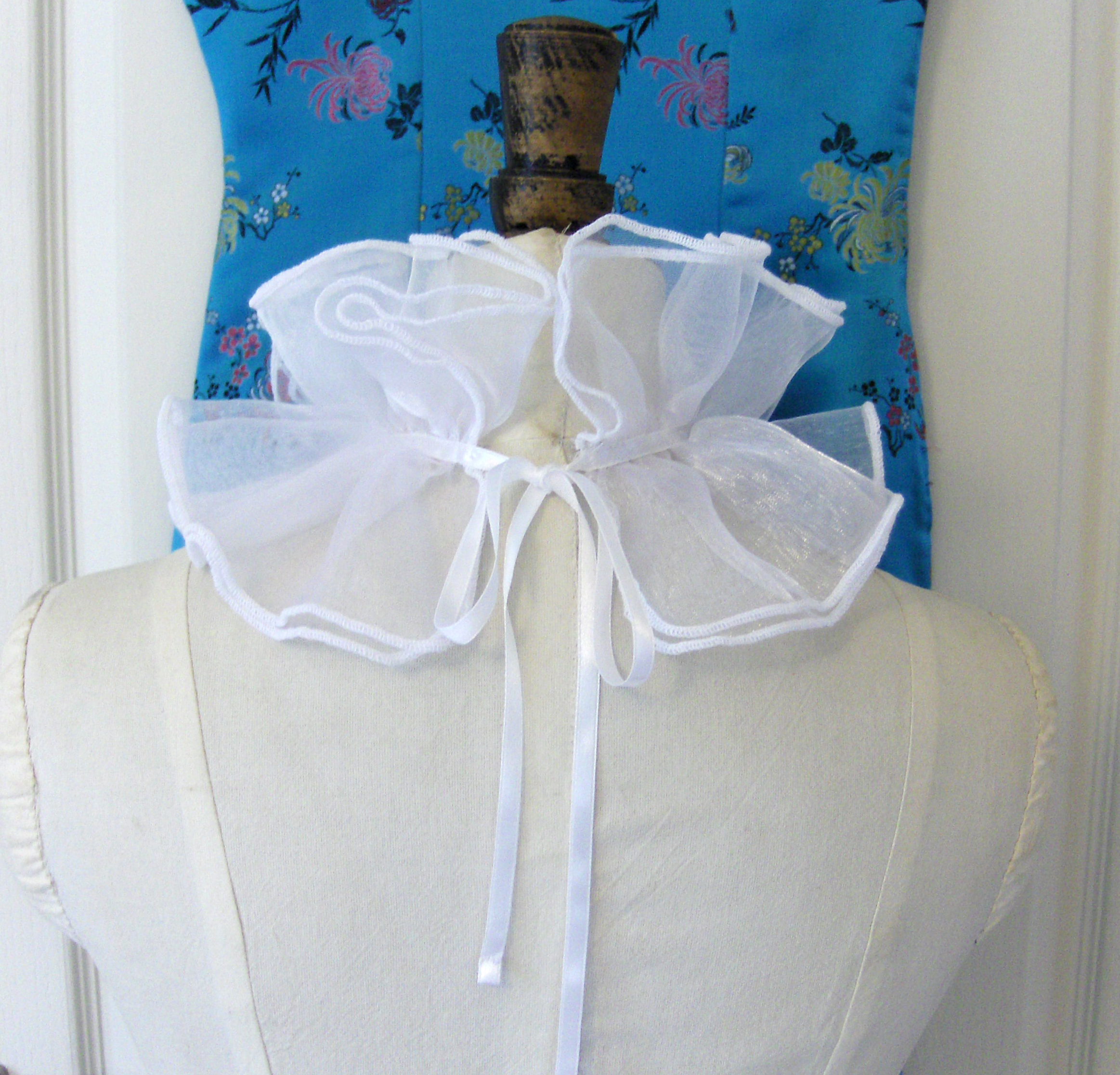 White Organza Pierette Neck Ruffle. on Luulla